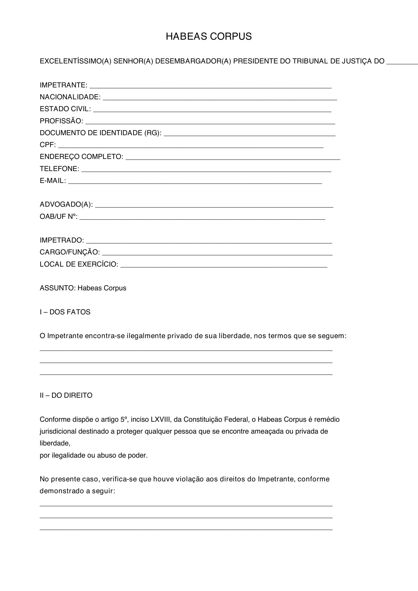 Modelo De Habeas Corpus